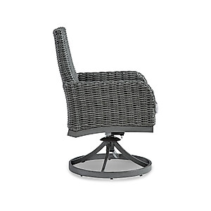 Signature Design by Ashley Elite Park Casual Outdoor Resin Wicker Swivel Chair with Cushion, 2 Count, Gray