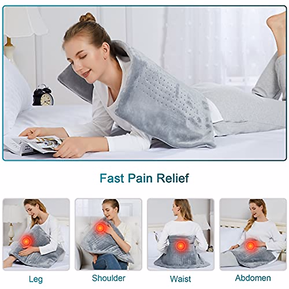 Heating Pad for Back Pain Relief, CAROMIO 33"x17" Extra Large Electric Heating Pads for Cramps Neck and Shoulders, Moist & Dry Heat Therapy,2H Auto Off,4 Temperature Settings,Machine Washable