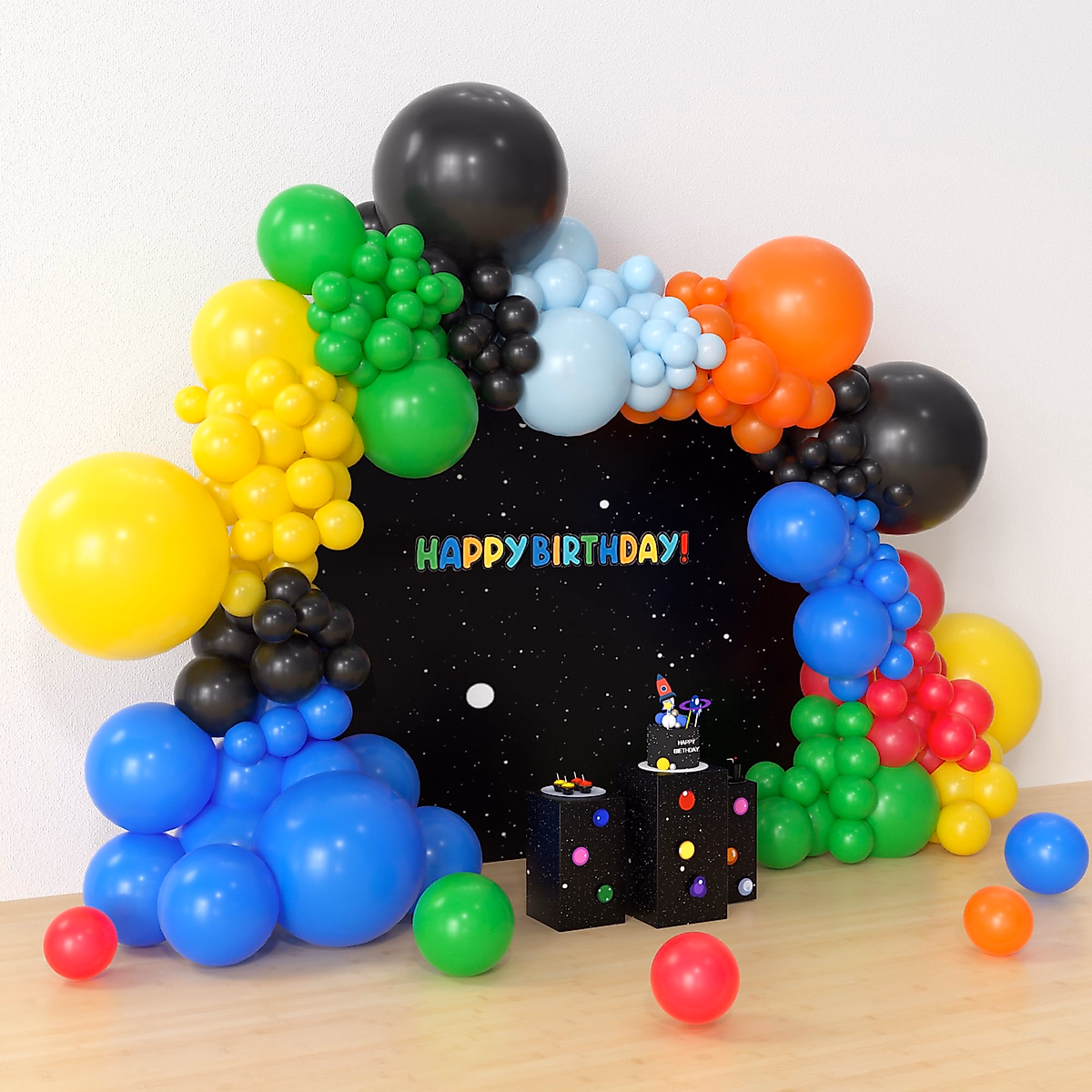 HYOWCHI A-mong Game Party Supplies Balloon Arch - 147 Pcs A-mong Theme Balloon Garland Arch Kit, Blue Green Red Yellow Orange Balloon Arch For Galaxy Alien Game Birthday Baby Shower Decorations