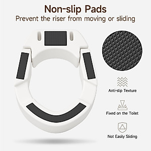 WAYES Round Toilet Seat Riser, Add 3 1/2" Height, Hinge Design & Anti-Slip Pads, 300LBS Capacity, Perfect for Seniors & Adults with Limited Mobility