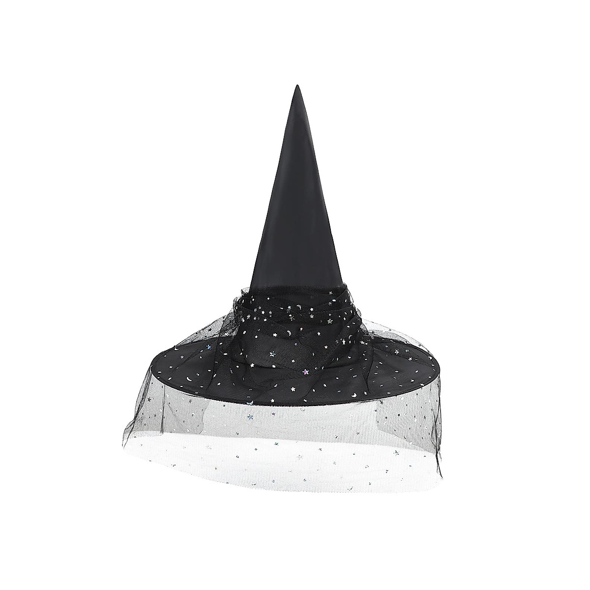 Century Star Kids Witch Hat Girls Lace Halloween Hat for kids Youth Teens Halloween Decorations Party Cosplay 1Pc Black Starlight M