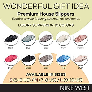 NINE WEST Premium Slippers For Women Cozy Warm Memory Foam Non-Slip Indoor Outdoor Winter House Shoes in Black Size 5-6 Small