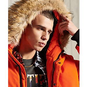 Superdry Mens Everest Bomber Jacket, Zip And Popper Fastening Orange Size M