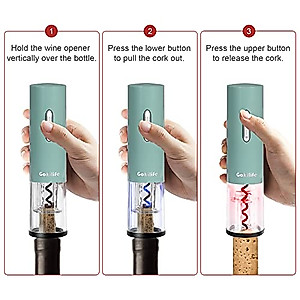 Gokilife Electric Wine Opener - Automatic Electric Wine Bottle Corkscrew Opener with Foil Cutter, One-click Button Rechargeable Remover for Wine Lovers Gift Home Kitchen Party Bar Wedding (Green)