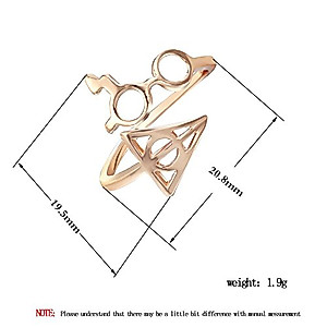 AOCHEE Fashion Lightning Scar Glasses Triangle Open Adjustable Ring for Women Girls (Gold)