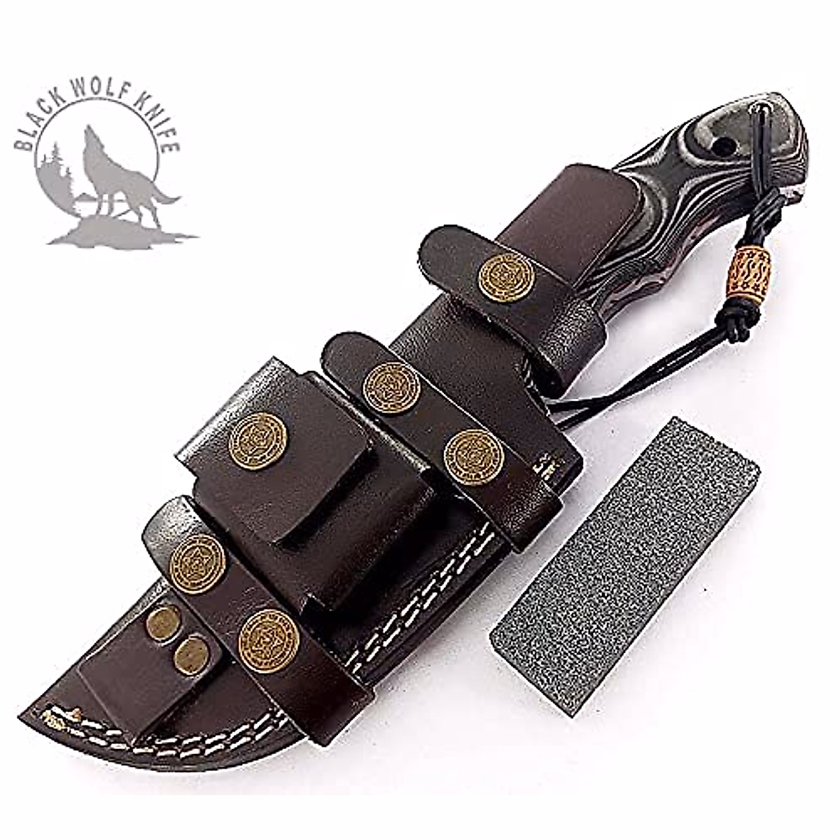 HEAVY DUTY 7MM Handmade 1095 High carbon steel Tracker Knife EDC for Hunting, Bush craft, Camping, Fixed Blade G10 Handle with Cowhide Leather Sheath, BW-4142 BLACK AND GREY