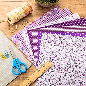 28 Pieces 10 x 10 Inch Cotton Fabric Quilting Patchwork Fabric Square Sewing Craft Fabric Printed Fabric Bundle with Scissors for Sewing Quilting Handmade DIY Crafts, 25 x 25 cm