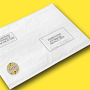 Sunflower and Peony Thank You Customer Appreciation Sticker Labels for Small Businesses, 60 1.5" Circle Stickers by AmandaCreation, Great for Envelopes, Postcards, Direct Mail, & More!