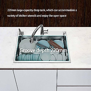 Sink, Stainless Steel Kitchen Sink, Bowl Sink,Suitable For Kitchen, Bathroom, Balcony, Bar, Made Of Stainless Steel, Its Smooth, Shiny Surface Adds A Touch Of Elegance To Your Space. ( Size : 60*45*22