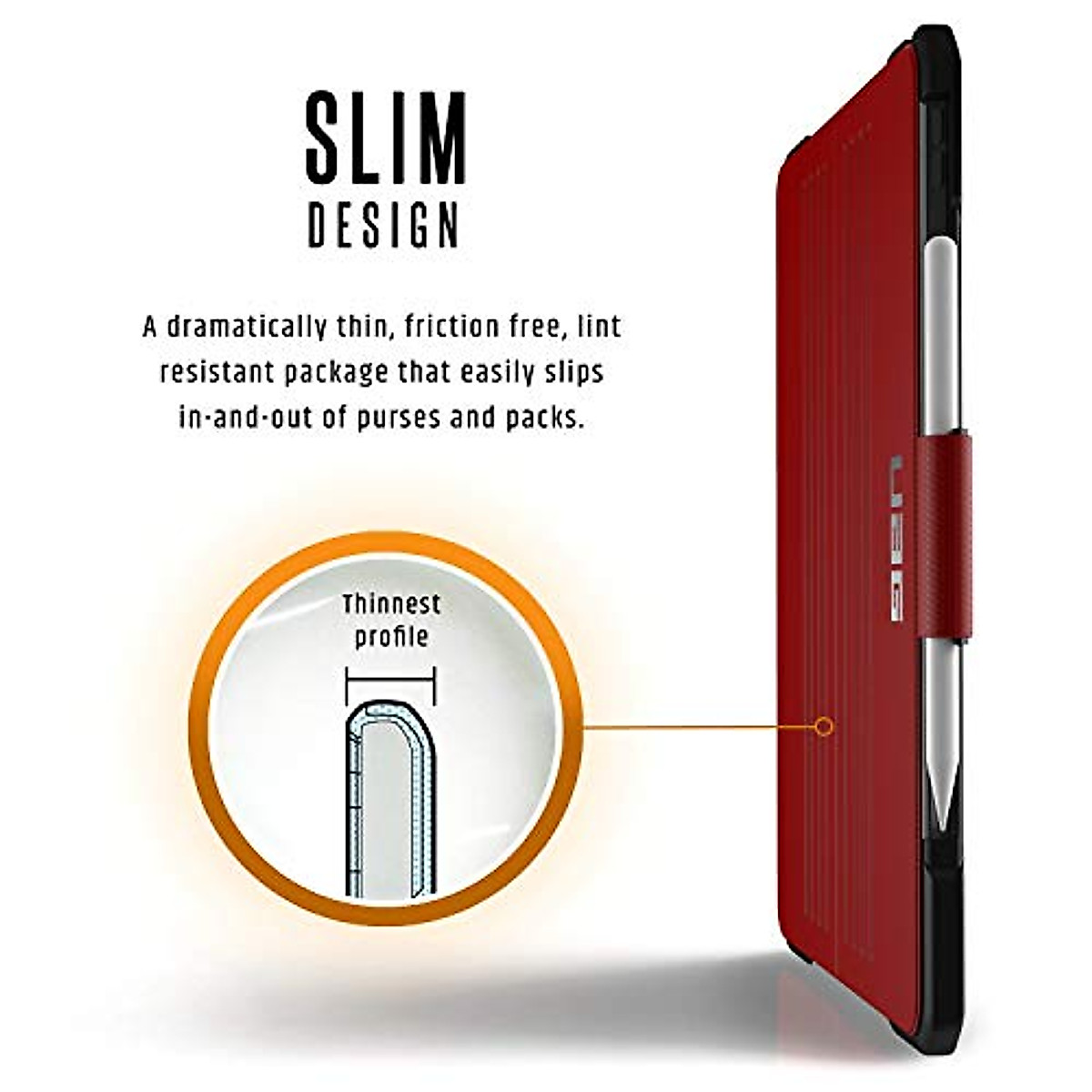 UAG Folio iPad Pro 12.9-inch (3rd Gen, 2018) Metropolis Feather-Light Rugged [Magma] Military Drop Tested iPad Case with Apple Pencil Holder