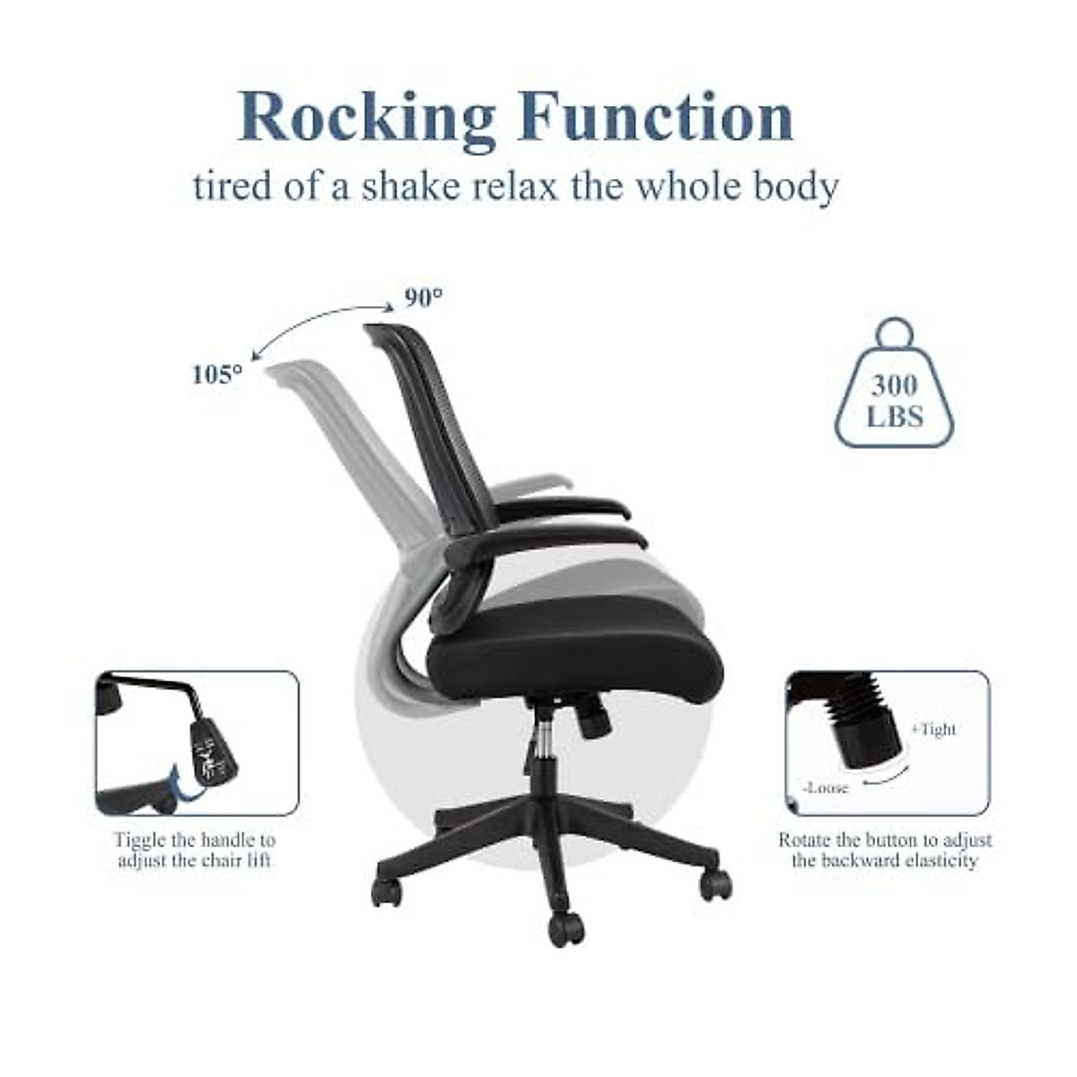 Ergonomic Office Chair, High Back Desk Chair, Swivel Mesh Computer Task Chair with Dynamic Lumbar Support, Tilt Function, Executive Home Office Chair with 3D Adjustable Headrest and Armrests (Black)