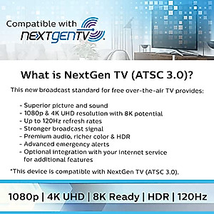 Philips Rabbit Ears Indoor TV Antenna, Dipoles and Circular Loop, Tabletop Antenna, Digital, Smart TV Compatible, HDTV Antenna, 4K 1080P VHF UHF, 5ft Coaxial Cable, Black, SDV8201B/27