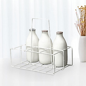 Cabilock Shelf Bracket Beer Bottle Carrier Holder Rack: Metal Wire Basket Wine Bottle Drink Rack Basket Bread Fruit Stand Holder for Snacks Fruits Bread Kitchen Desktop Stand