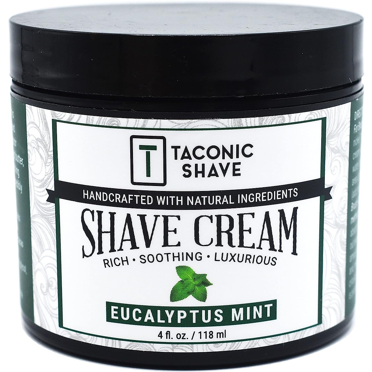 Taconic Shave, All Natural Shave Cream – Highly-Concentrated, Shaving Cream for Men and Women – 4 oz. Moisturizing Shaving Cream Tub with Skin Soothing Ingredients – Cooling Eucalyptus & Mint