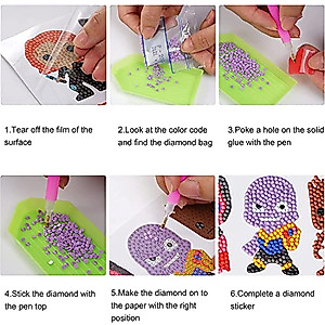 HTPDIOP16 PCS Kids DIY Diamond Painted Sticker Kit, Superhero Creative Digital Painted Diamond Dots Mosaic Stickers, Crafts for Kids, Boys, Girls and Adult Beginners.