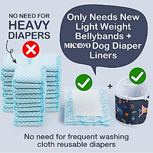 MICOOYO Male Dog Diaper Lightweight Dog Wraps Male Washable Dog Diapers Dog Belly Bands for Male Dogs, Male Dog Wraps Medium (Dinosaur,M)