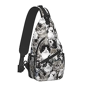 ASYG Cat Sling Bag Crossbody Chest Daypack Casual Backpack Space UFO Shoulder Bag For Travel Hiking Sport Gym