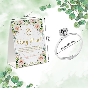 Bridal Shower Game with Rings Fun Ring Hunt Game 30 Metal Rings and Game Stand Sign, Bridal Shower Game Wedding Winner Gift Prize Party-JZXB-004