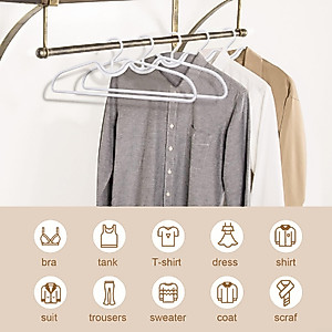 Plastic Hangers Clothes Hangers Coat Hangers Space Saving Closet Hangers, Anti-Slip Heavy-Duty Short Neck Hanger Thin Hsangers,Travel Hangers for College Dorms, Homes, White(10Pack)
