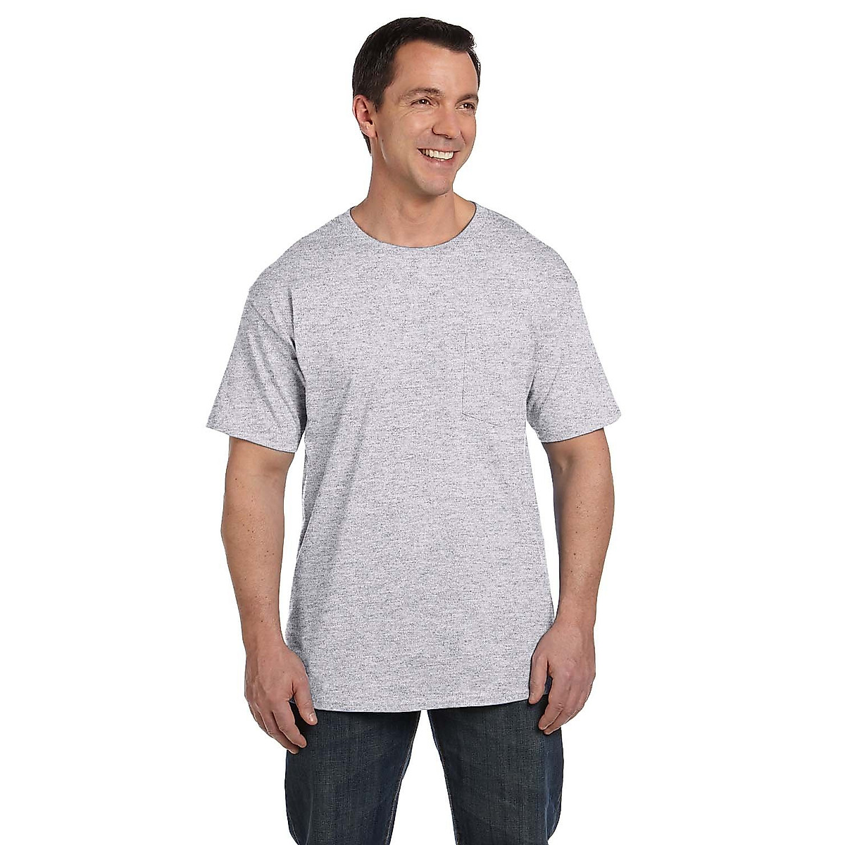 Hanes Beefy-T Adult Pocket T-Shirt Grey L