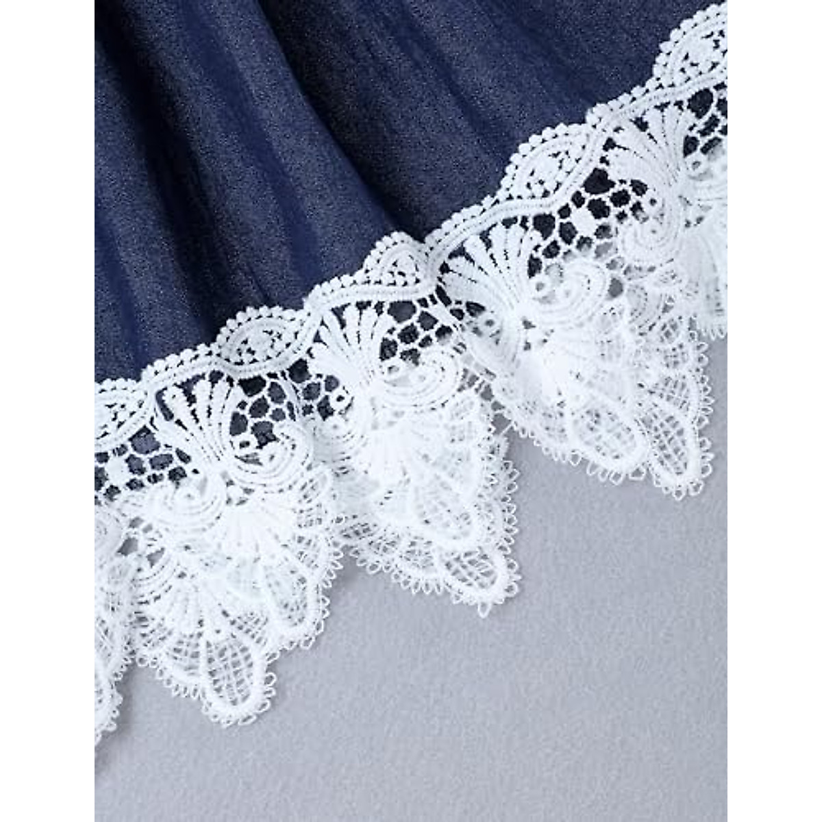 itkidboy Toddler Baby Girl Clothes Long Sleeve Dress Ruffle Denim Skirt Lace Hem Princess Party Dress Outfits Set 2-3T Blue