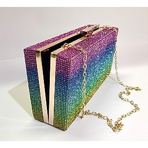 Classic Dollar Style Evening Bags With Diamond Shoulder Bag Wallet Clutch Crossbody Bag with Chain Strap (Multicolor)