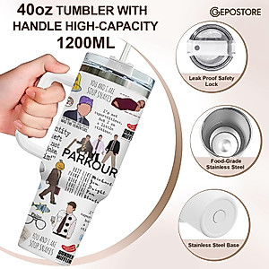 GEPOSTORE Office Tumbler 40oz Stainless Steel Tumbler with Handle, Funny Coffee Travel Cup, Birthday Gifts for Movie Lover