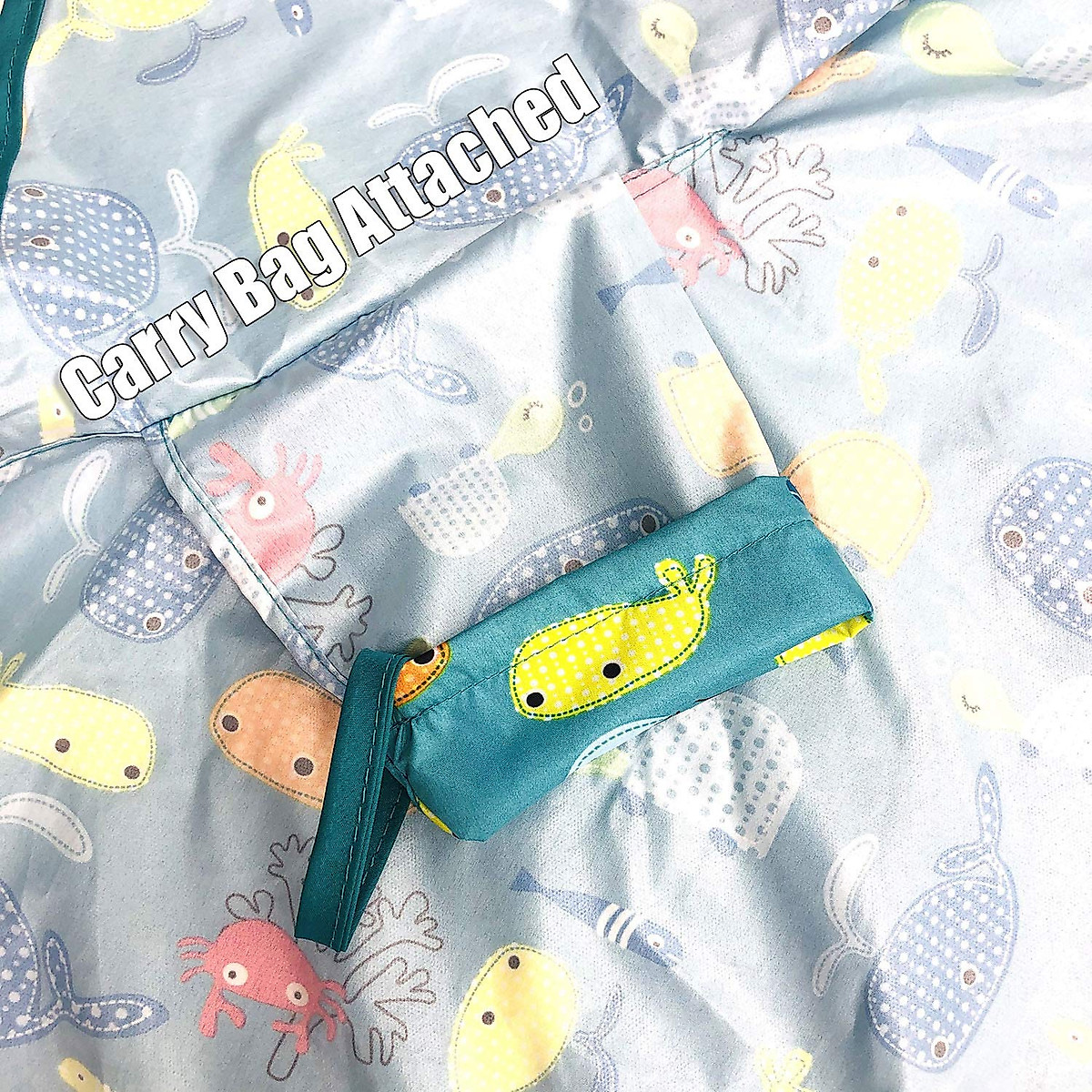 HIVVI Long Sleeve Baby Bib, Attaches to Highchair, Waterproof & Portable (Blue Seaworld)