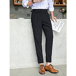 Floerns Men's Classic Fit Flat Front Dress Pants Office Business Trousers Black M