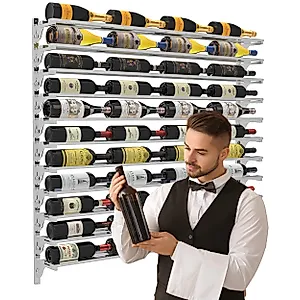 DLDIRECT Diamond Life Reserve Hanging Wine Rack - 1 Bottle Deep 4'H x 4'W (44 Bottles) - Wall Mounted Wine Bottle Holder Metal Modern Wall Wine Rack - Customizable Wine Bottle Rack Wall Mounted