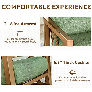 NATURAL EXPRESSIONS Outdoor Patio Rocking Chair, Metal Rocker Chair with 6.5'' Extra Thick Olefin Cushions, Rocking Lawn Chair Rustproof Steel Frame for Backyard,Porch,Poolside