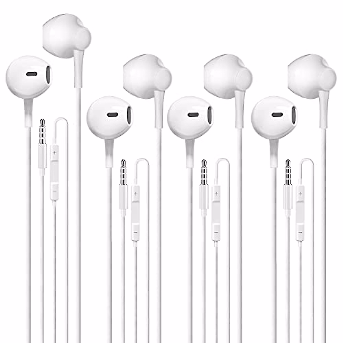 SHDKJXH 4 Pack of 3.5mm Jack Wired Earbuds for Computer、Laptop、iPhone、iPad and Android Phones wtih Microphone and Cord in School 、 Office and Home