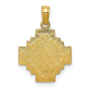 Solid 14k Yellow Gold Textured Jerusalem Cross Pendant 22 mm x 15 mm