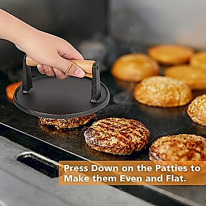 SHINESTAR Cast Iron Griddle Press with 12-Inch Melting Dome for Blackstone Griddle, Flat Top Grill & Griddle Accessories, Ideal for Patty, Burger, Bacon, Panini, Indoor and Outdoor Cooking