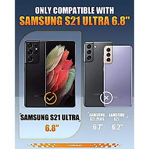 AMRHINO for Samsung Galaxy S21 Ultra Case with Built-in Screen Protector & Kickstand & S Pen Holder & Rugged Belt-Clip, Full-Body Heavy Duty Phone Case for Samsung S21 Ultra 5G 6.8 inch, Black