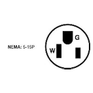 Leviton 5266-CA 15 Amp, 125 Volt, Angle Plug, Straight Blade, Industrial Grade, Grounding, Black-White (10 Pack)