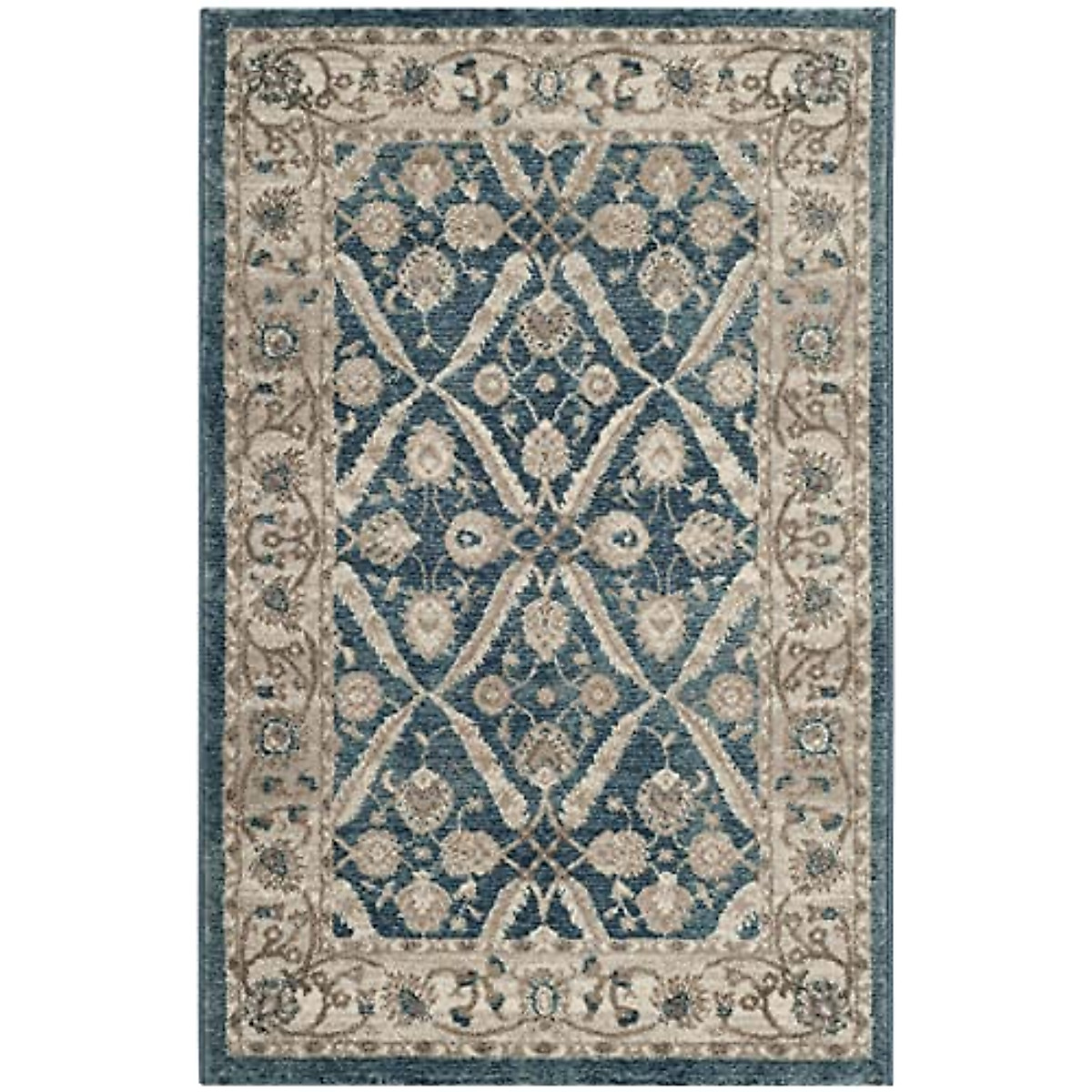 SAFAVIEH Sofia Collection 2' x 3' Blue / Beige SOF378C Vintage Oriental Distressed Non-Shedding Living Room Bedroom Accent Rug