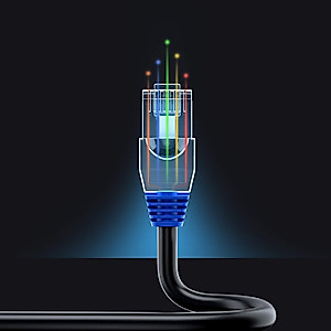 Maximm Ethernet Cable Outdoor Cat6 Heavy Duty Cord 150 ft - Black - Zero Lag Pure Copper, Waterproof Internet Cables Suitable for Direct Burial Installations.