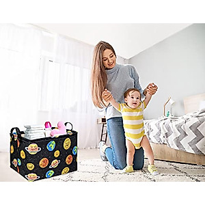 HIYAGON Kids Storage Basket Baby Boy Basket Gift Basket Empty Cute Toy Storage Bin Organizer Box Rectangular Room Decor for Home,Books(Planets)