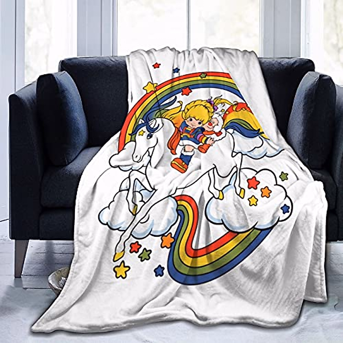 Qualet Rain-Bow Brite Ultra-Soft Micro Fleece Blanket Home Decor Throw Lightweight for Couch Bed Sofa 60"X50"