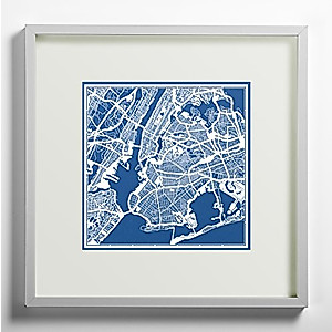 New York Paper Cut Map White 12x12 inches Paper Art