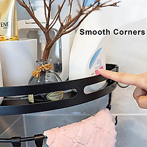 XQIGI Corner Bathroom Shower Shelf No Drill shower caddy Wall Mounted Shampoo Holder 2 Pack with Hooks Caddy Triangle Storage Shelves 2 Tier Bathroom organizer Kitchen Storage Basket (Black)