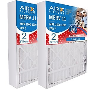 AIRX FILTERS WICKED CLEAN AIR. 20x25x5 Air Filter MERV 11 Compatible with ReservePro 4356 Furnace Filter 2 Pack