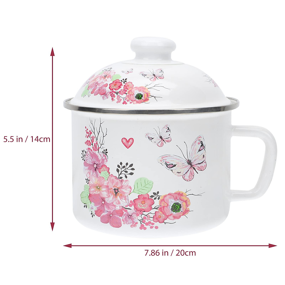 Hemoton 1Pc Enamel Soup Bowl Vintage Enameled Basin Retro Enameled Instant Noodles Bowl Lard Pot with Lid Large Salad Serving Bowl Ramen Basin