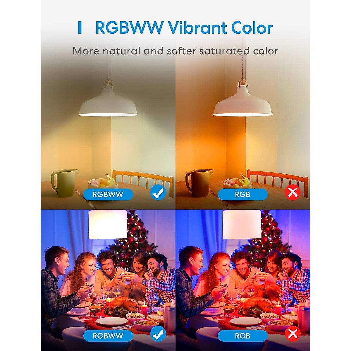 meross Smart Light Bulb, BR30 Flood WiFi LED Bulbs Compatible with Apple HomeKit, Alexa, Google Assistant & SmartThings, Dimmable E26 Multicolor 2700K-6500K RGBCW, 1300 Lumens 100W Equivalent, 1 Pack