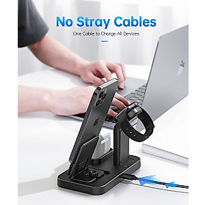 3 in 1 Charging Station Compatible with Apple Watch iPhone AirPods with 15W Adapter