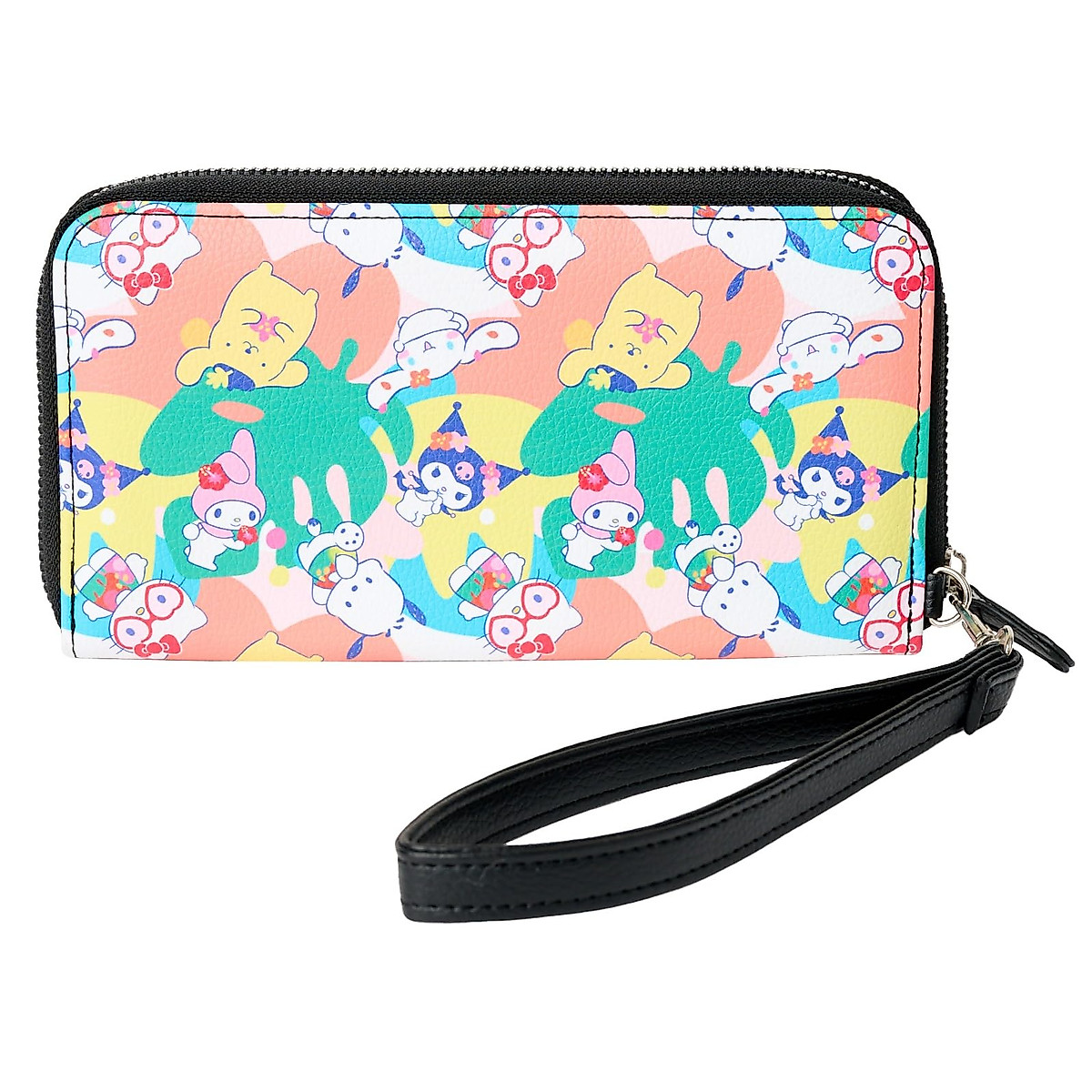 Hello Kitty Wallet Wristlet Zip Clutch Faux Leather Pochacco Kuromi Cinnamoroll