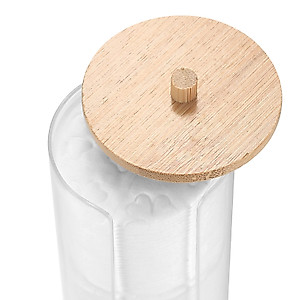 Fulushouxi 2 Pcs Cotton Pad Holder, Bathroom Makeup Organizers Containers for Cotton Ball/Cotton Swab/Cotton Round Pads/Floss/Hair Ties Canister Vanity Storage Jars Dispenser Holder wuth Bamboo Lid