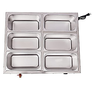 BoTaiDaHong 6 Pot Electric Food Warmer Steamer Buffet Server Heater Countertop Plate 850W 110V Table Countertop Kitchen Equipment Buffet Steam Table Large Capacity