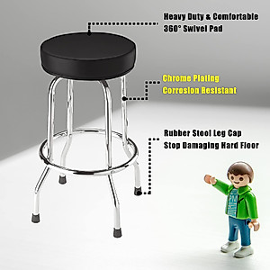 Torin ATRP6185B Swivel Bar Stool: Padded Garage/Shop Seat with Chrome Plated Legs, Black